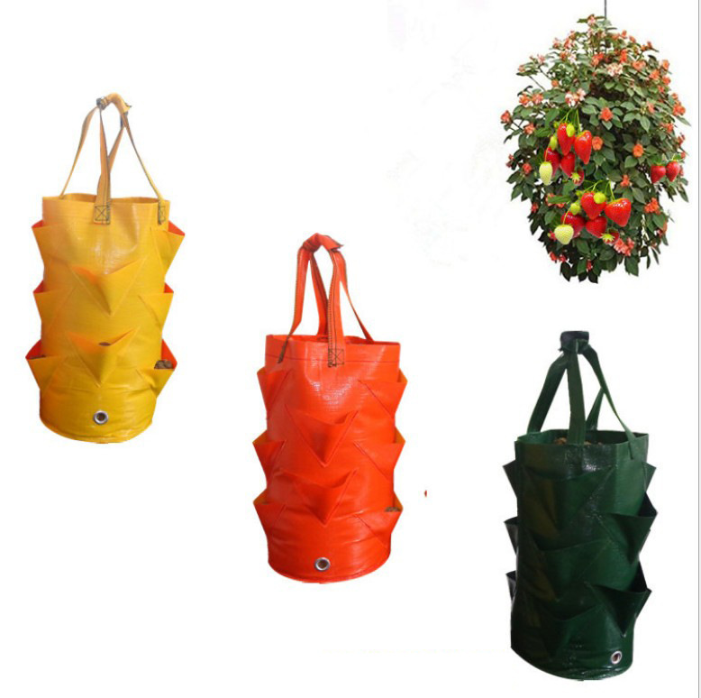 Colored plastic hanging grow bags
