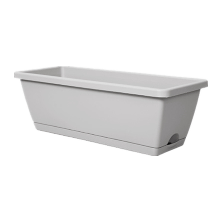 Rectangular white plastic flower pot